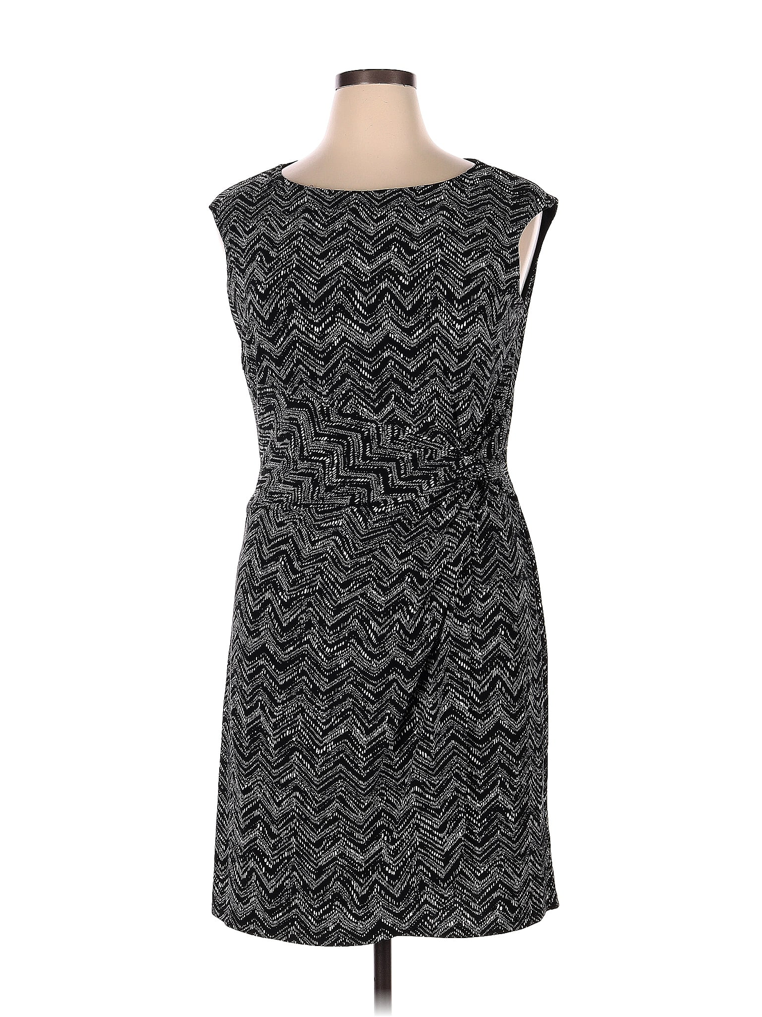 Chaps Chevron Herringbone Chevron Multi Color Gray Casual Dress Size Xl