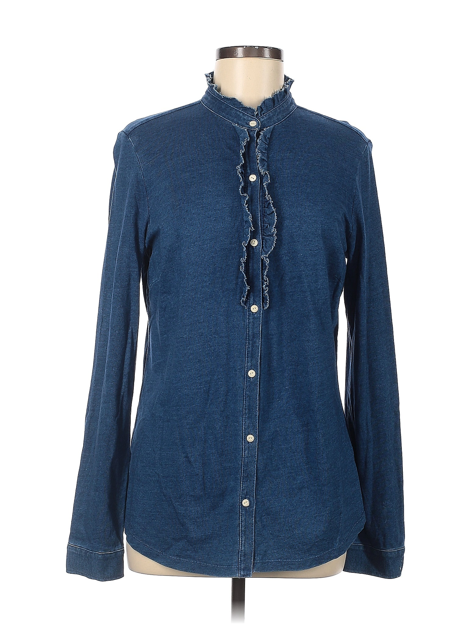 J. McLaughlin 100% Cotton Blue Long Sleeve Button-Down Shirt Size M - 76% off | ThredUp