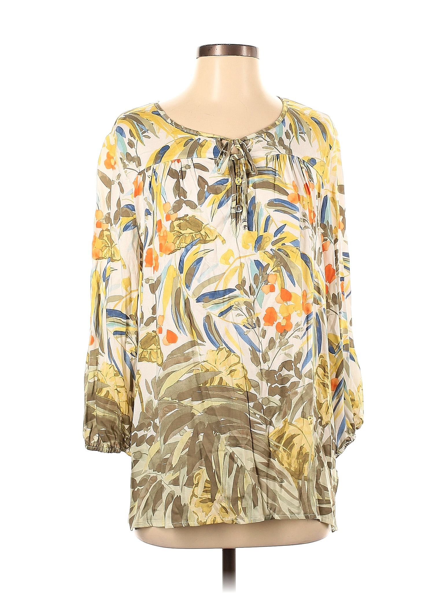 Tribal Tropical Yellow Long Sleeve Blouse Size S 75 Off Thredup