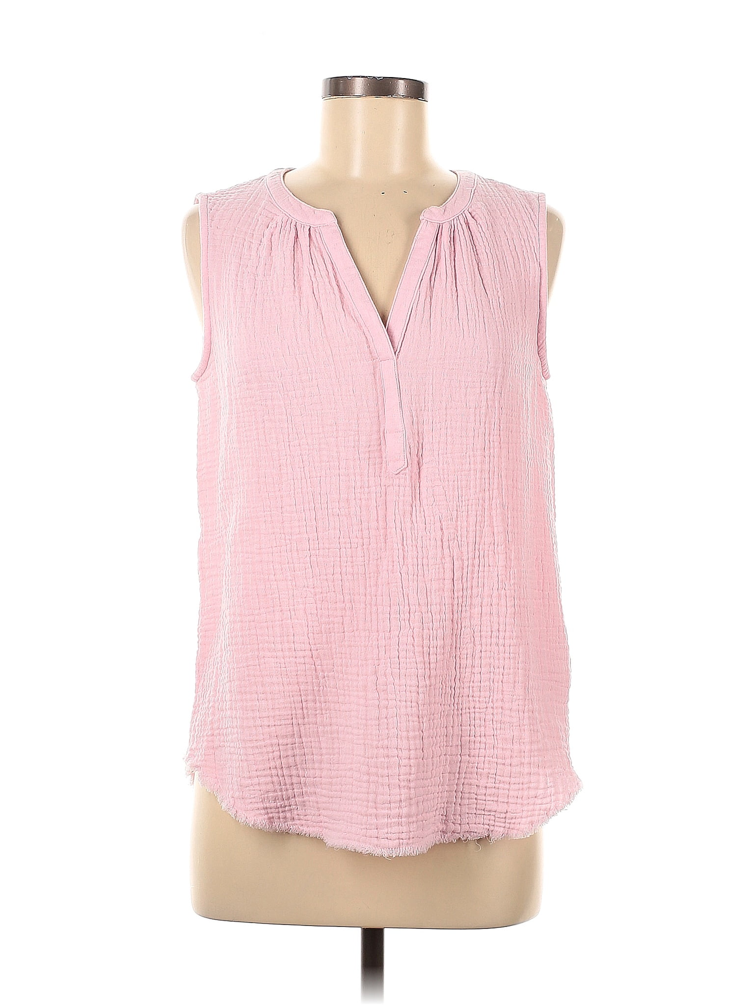 Beachlunchlounge 100 Cotton Checkered Gingham Pink Sleeveless Top Size