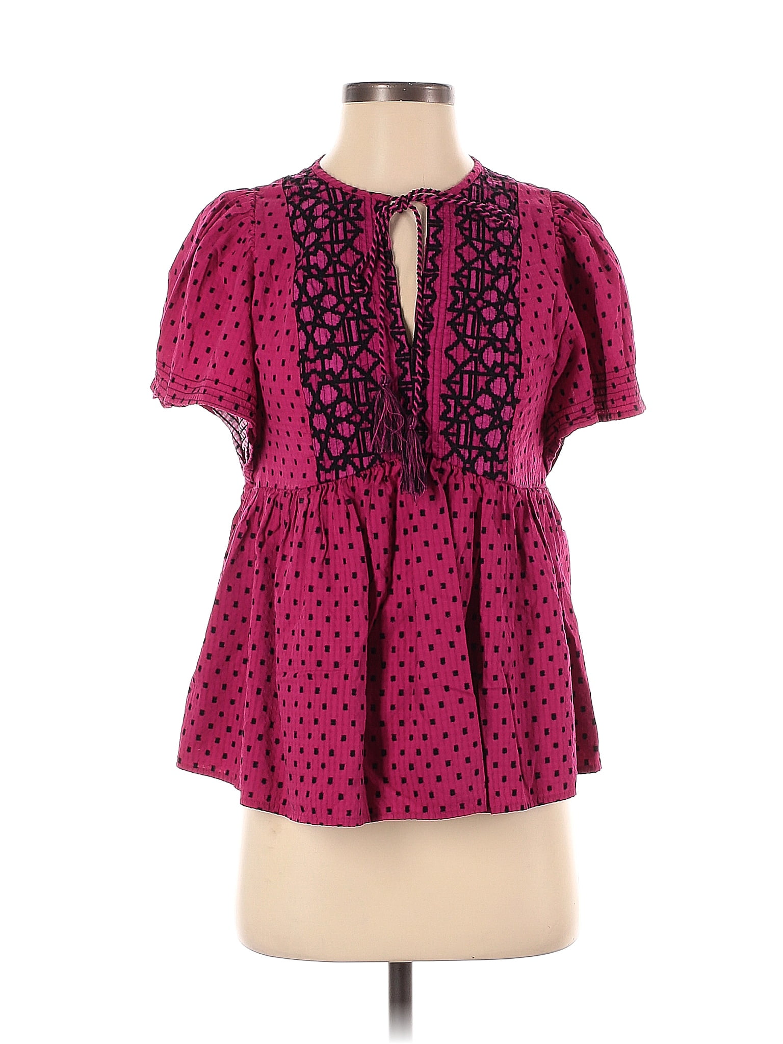 Knox Rose Polka Dots Pink Short Sleeve Blouse Size S 36 Off Thredup