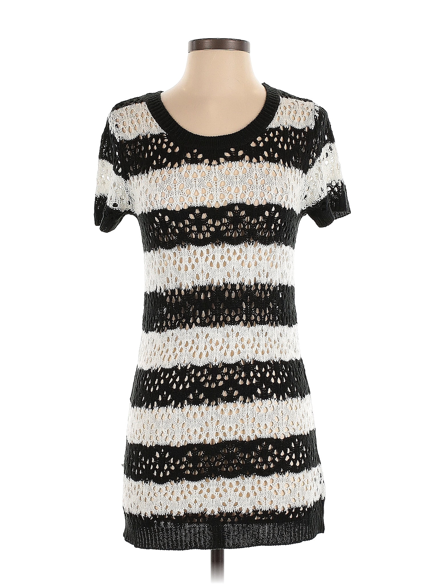 Mossimo 100% Acrylic Color Block Stripes Multi Color Black Casual Dress ...