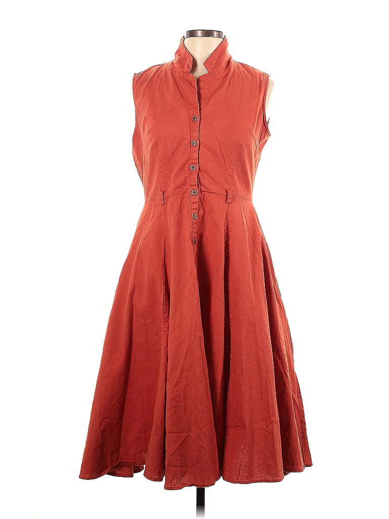 Collectif Solid Burnt Orange Red Casual Dress Size L - 58% off | ThredUp