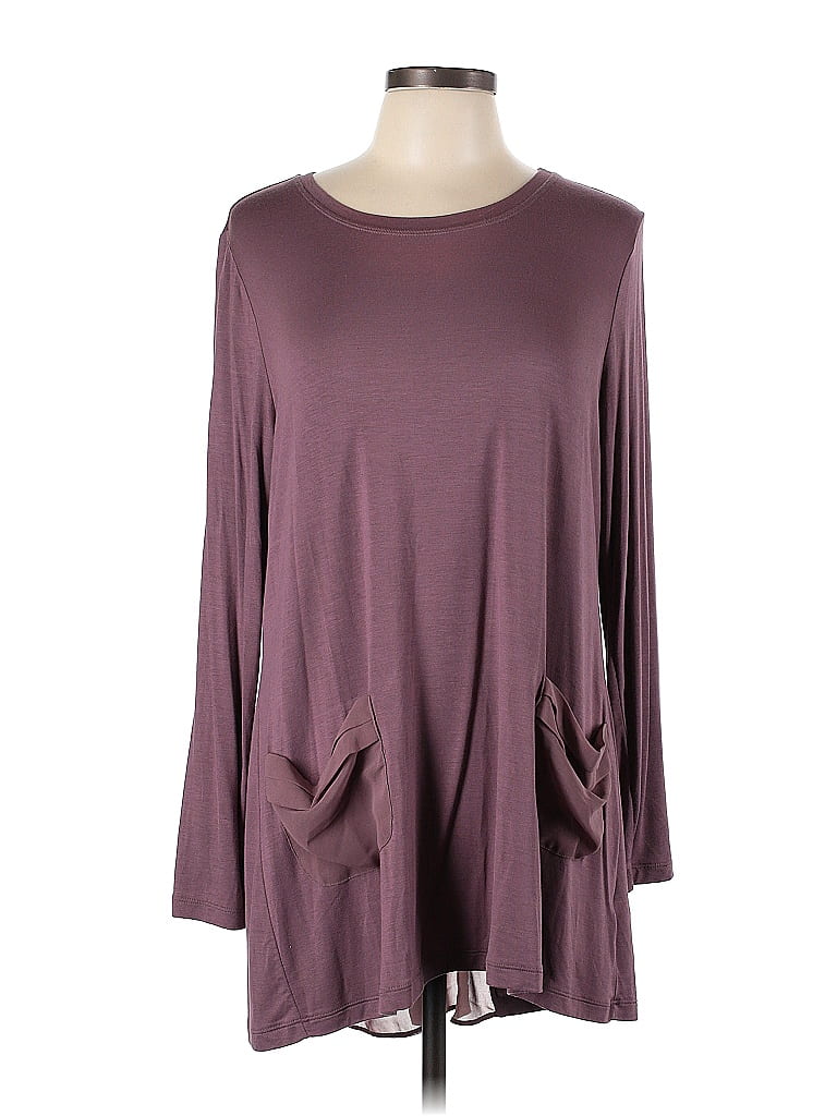 Logo By Lori Goldstein Solid Purple Burgundy Long Sleeve Top Size L