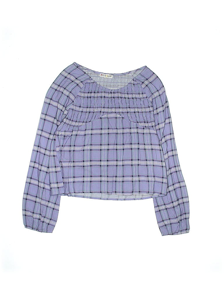 Assorted Brands 100 Rayon Plaid White Blue Long Sleeve Blouse Size Xl