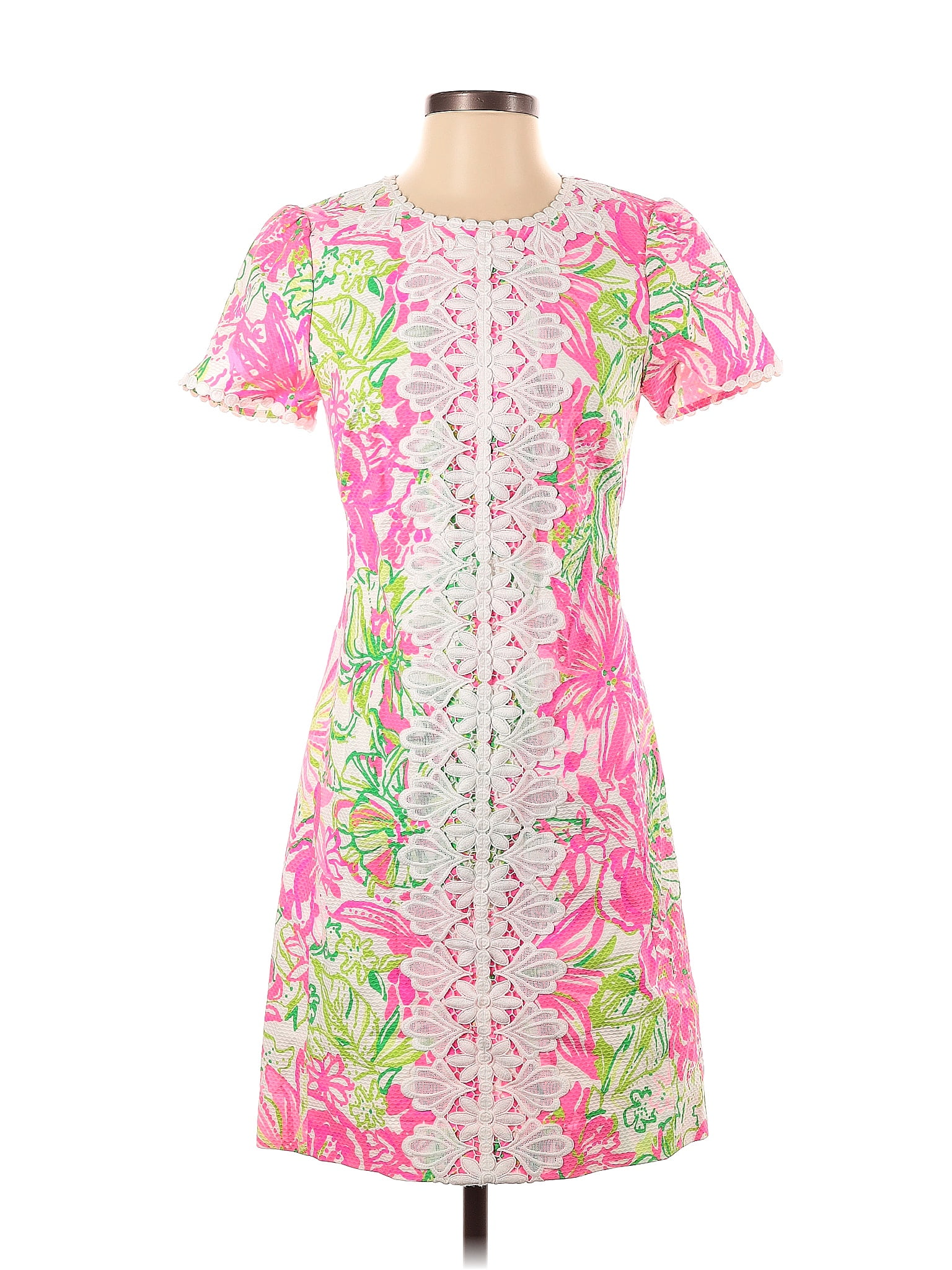 Lilly Pulitzer Floral Multi Color Pink Casual Dress Size 2 61 Off