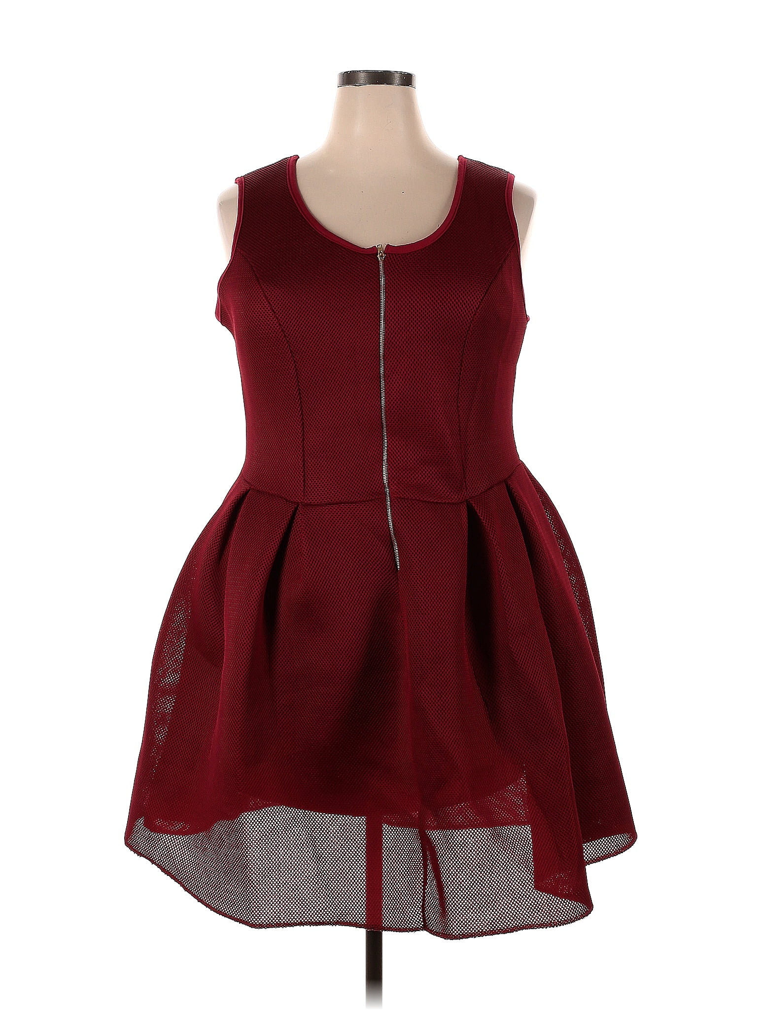 Ashley Stewart 100 Polyester Solid Maroon Burgundy Cocktail Dress Size