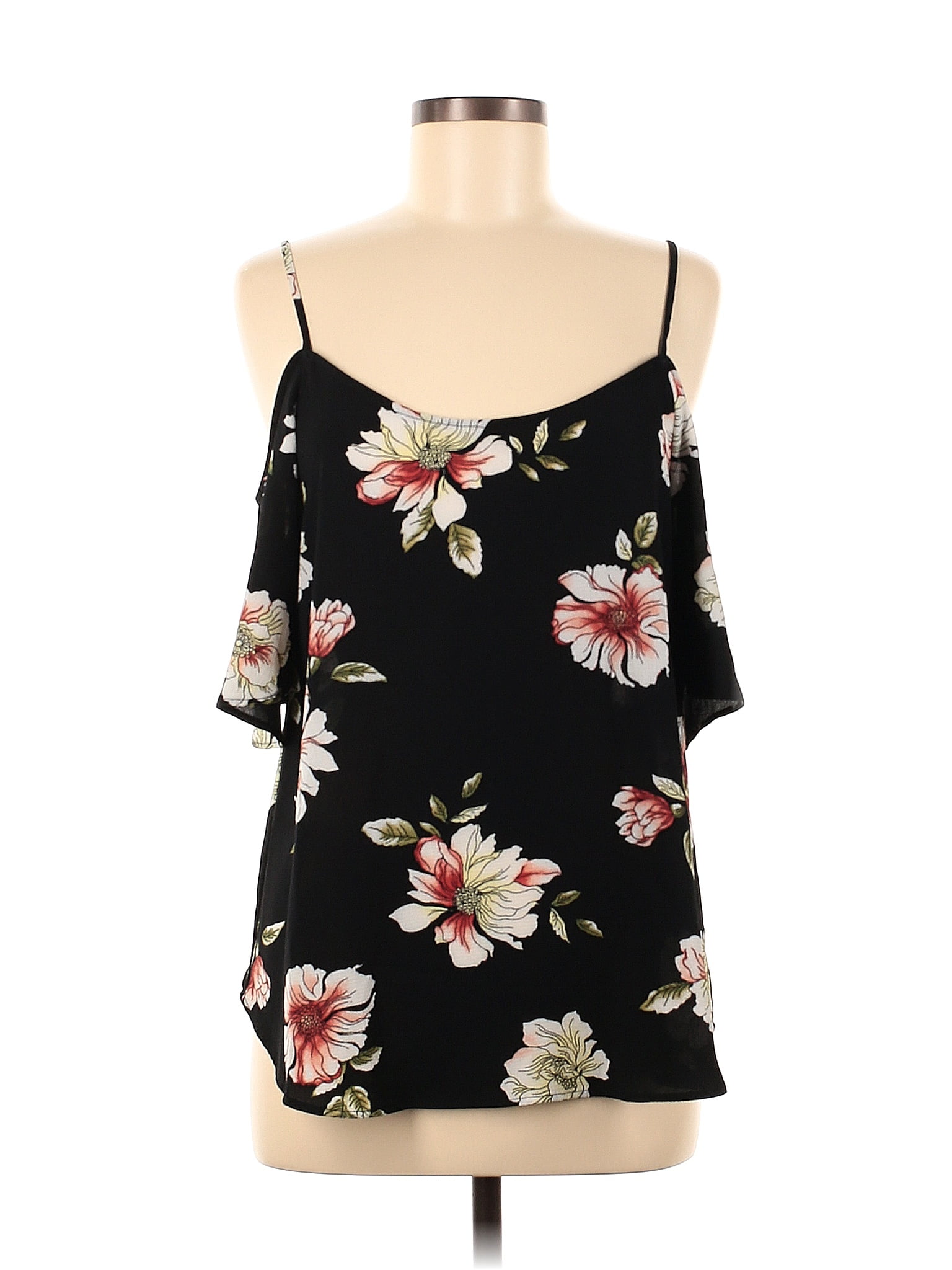 Kaileigh Floral Black Short Sleeve Blouse Size M 47 Off Thredup