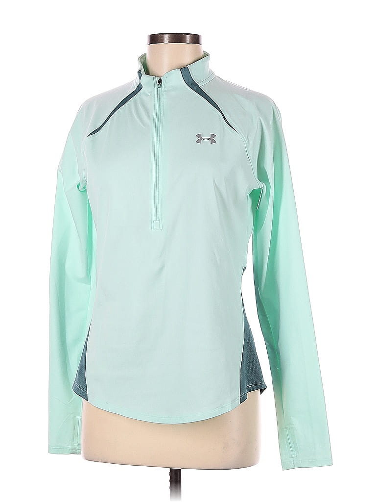 Under Armour 100% Polyester Color Block Blue Teal Track Jacket Size M ...