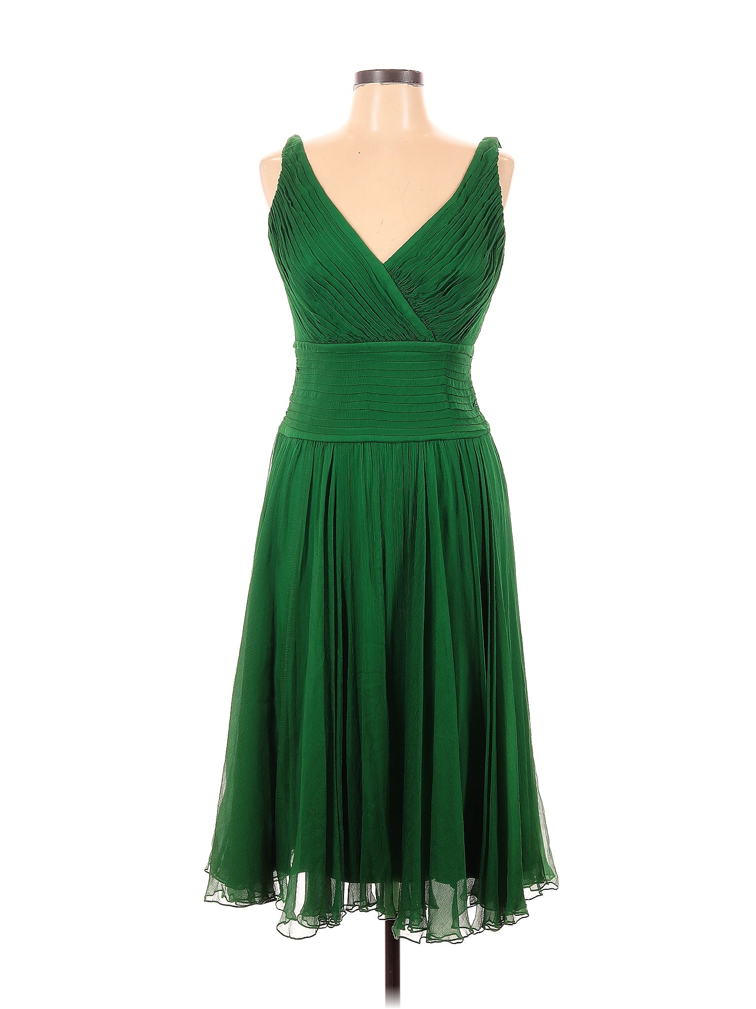 Tadashi 100 Silk Solid Green Cocktail Dress Size 10 78 Off Thredup