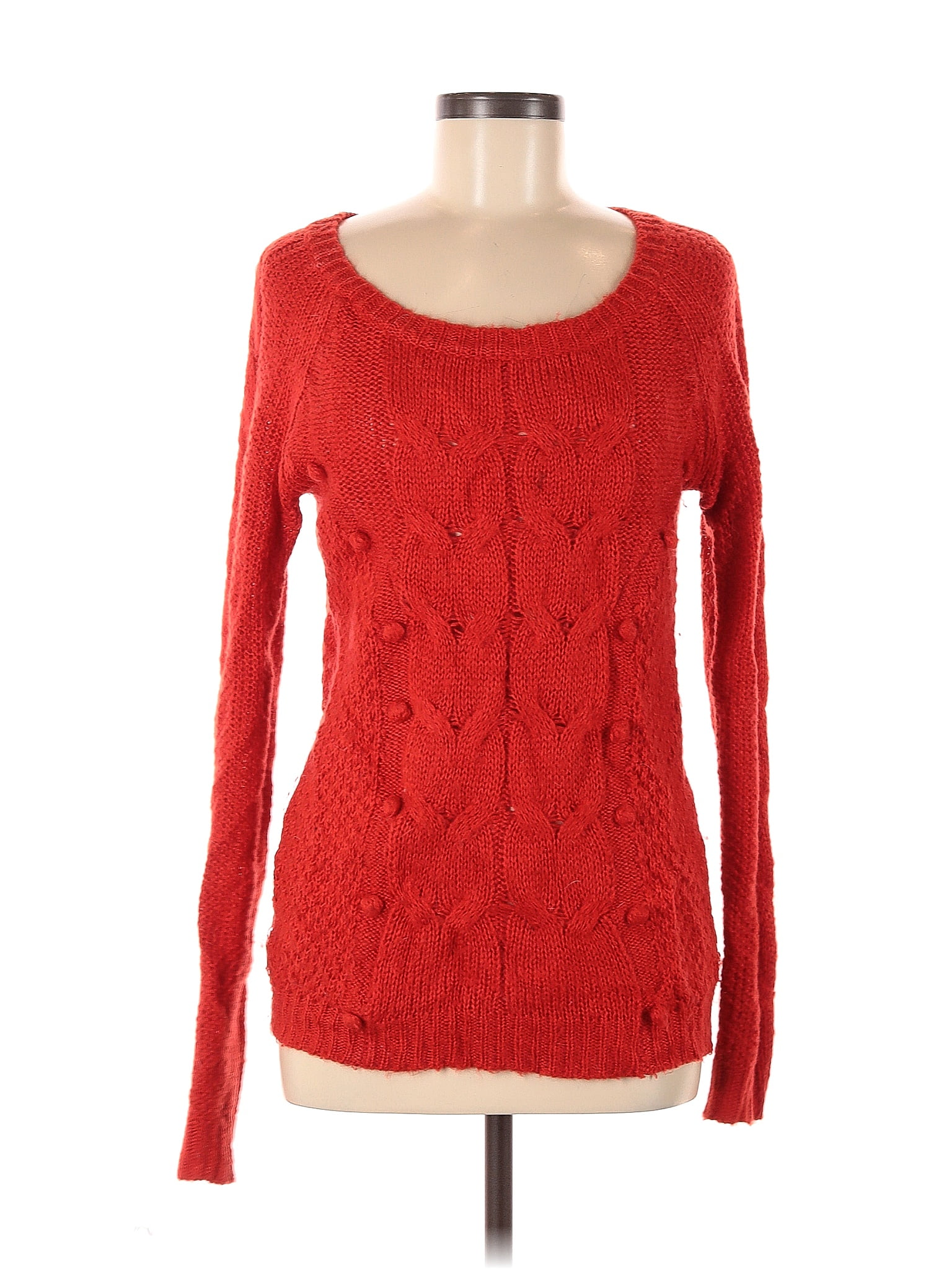Pins and Needles 100% Acrylic Color Block Solid Red Pullover Sweater ...