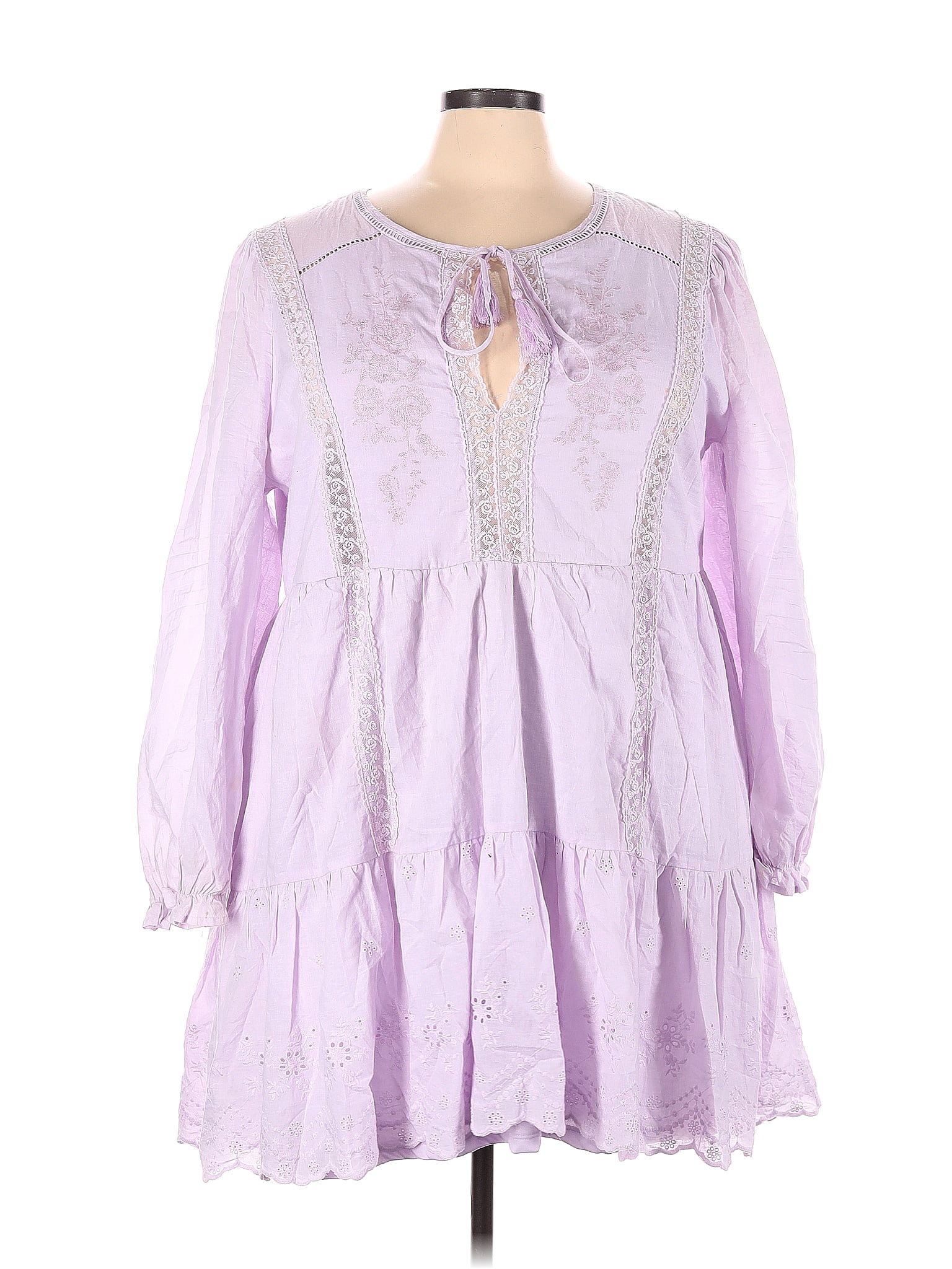 Penelope Rose 100% Cotton Solid Lavender Purple Long Sleeve Blouse Size ...