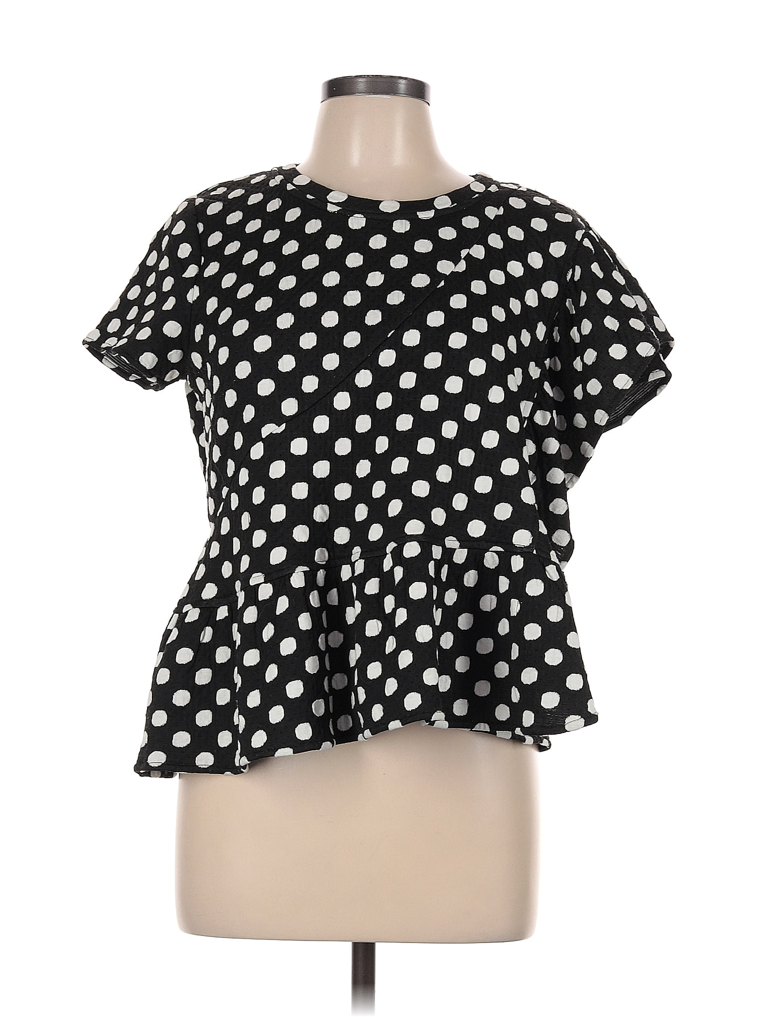 Eva Franco Polka Dots Black Short Sleeve Blouse Size M 73 Off Thredup