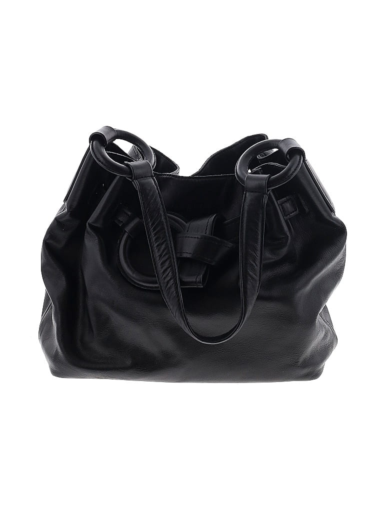 Sequoia Paris 100% Leather Solid Black Leather Shoulder Bag One Size ...