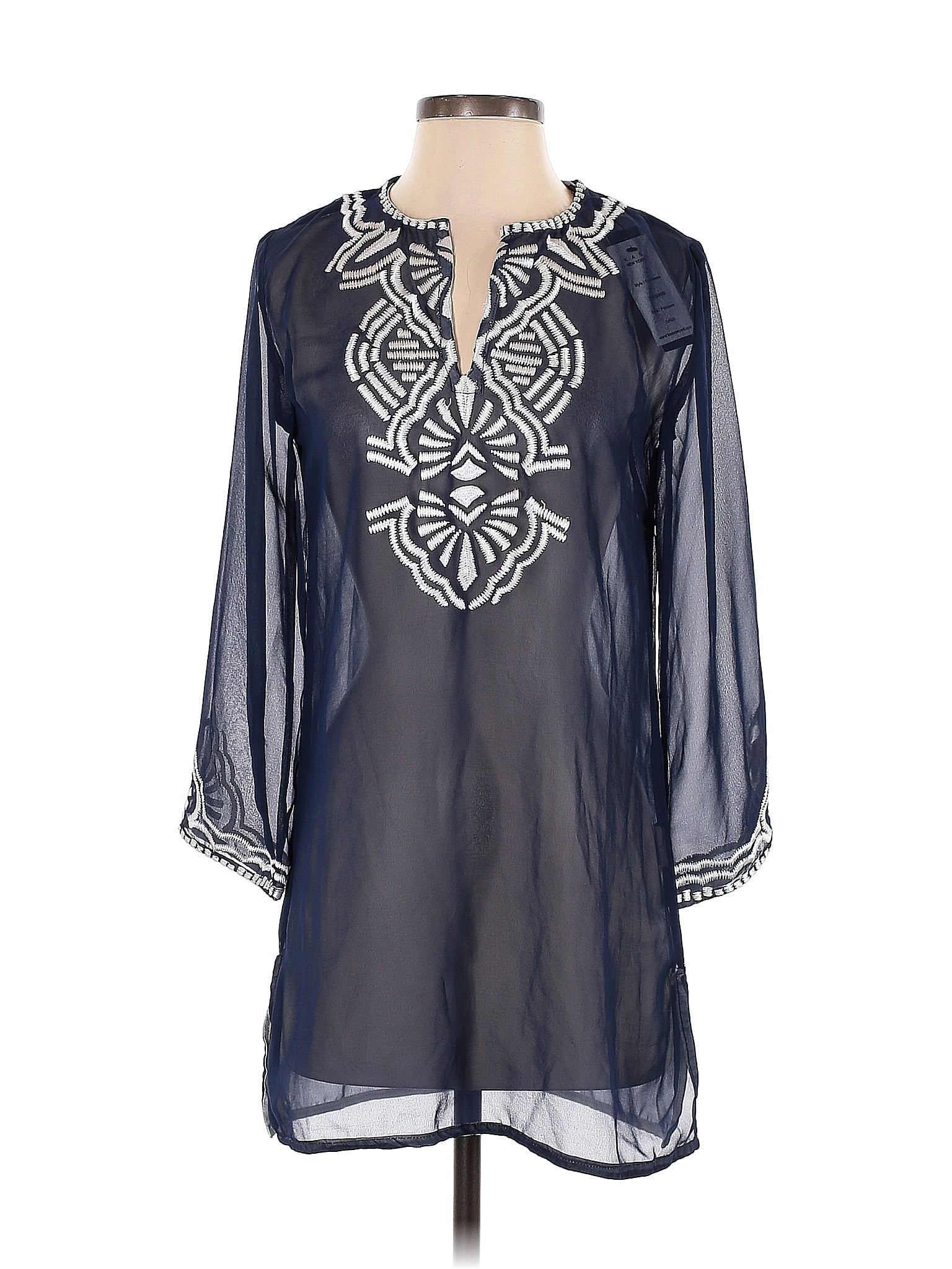 Kas New York 100% Poly Navy Blue Long Sleeve Blouse Size S - 77% off ...