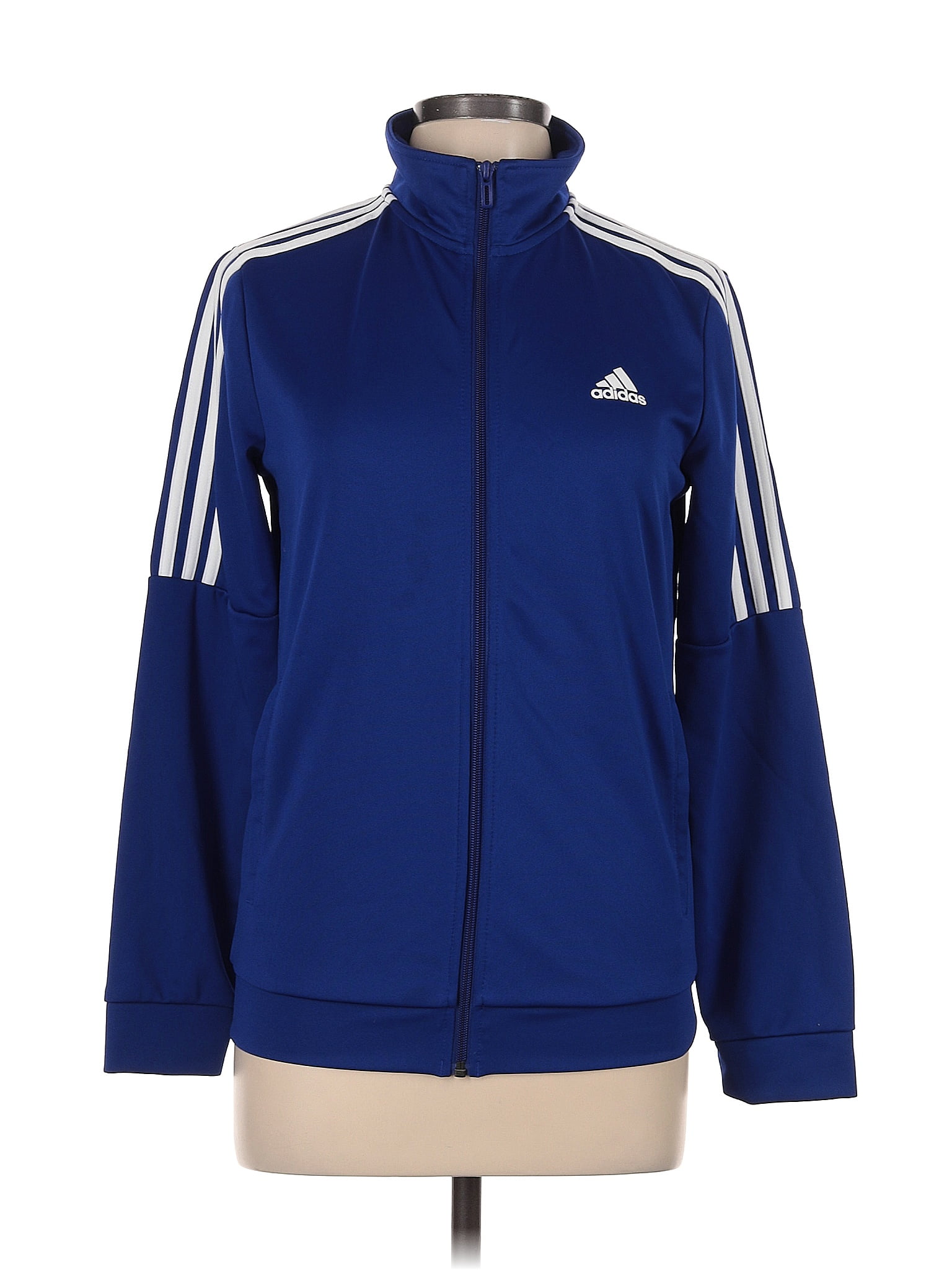 Adidas 100% Polyester Solid Blue Jacket Size M - 67% off | ThredUp