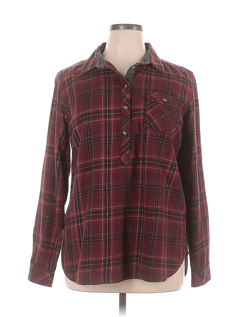 Legendary Whitetails Plaid Red Burgundy Long Sleeve Blouse Size XL - 62 ...