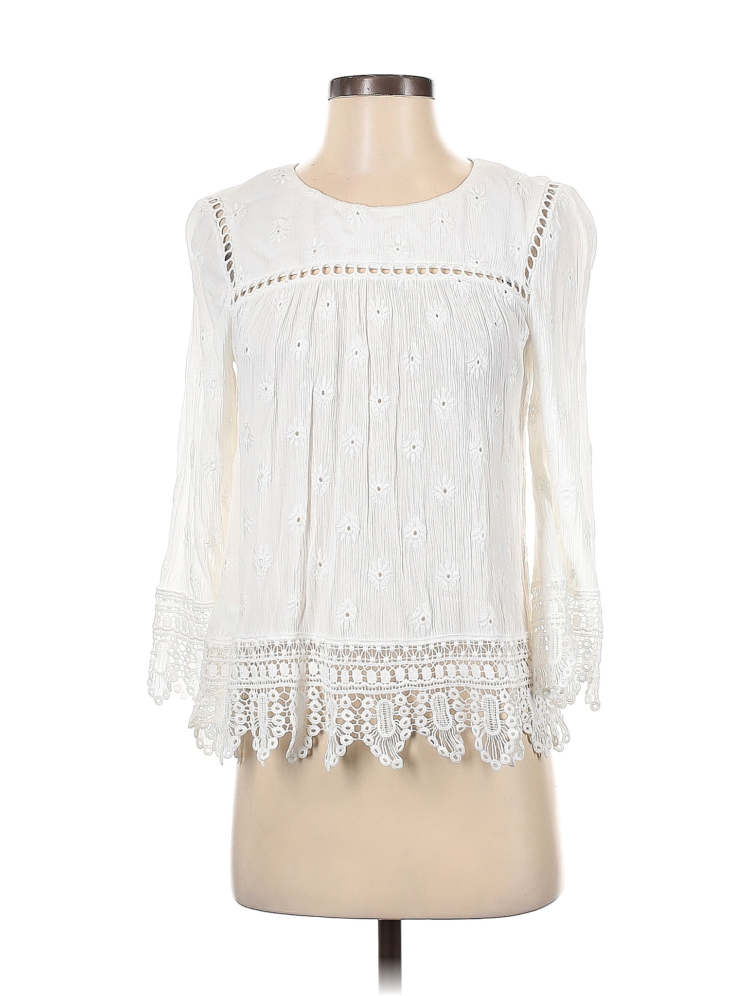 Daniel Rainn 100 Rayon White Long Sleeve Blouse Size Xs 73 Off
