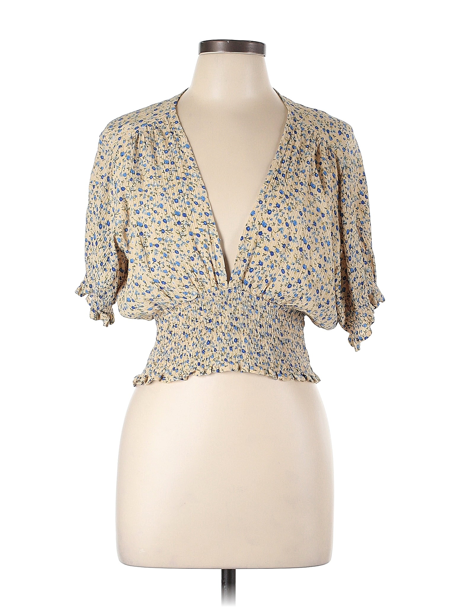 Faithfull the Brand 100% Rayon Tan Short Sleeve Blouse Size L - 75% off ...