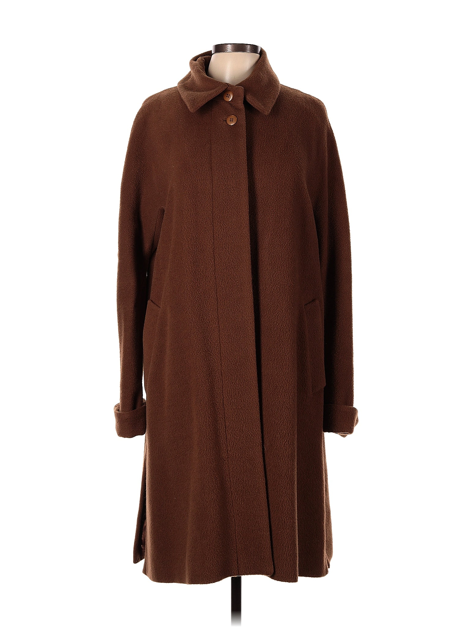Alpaca International 100% Polyester Solid Brown Coat Size L - 75% off | ThredUp