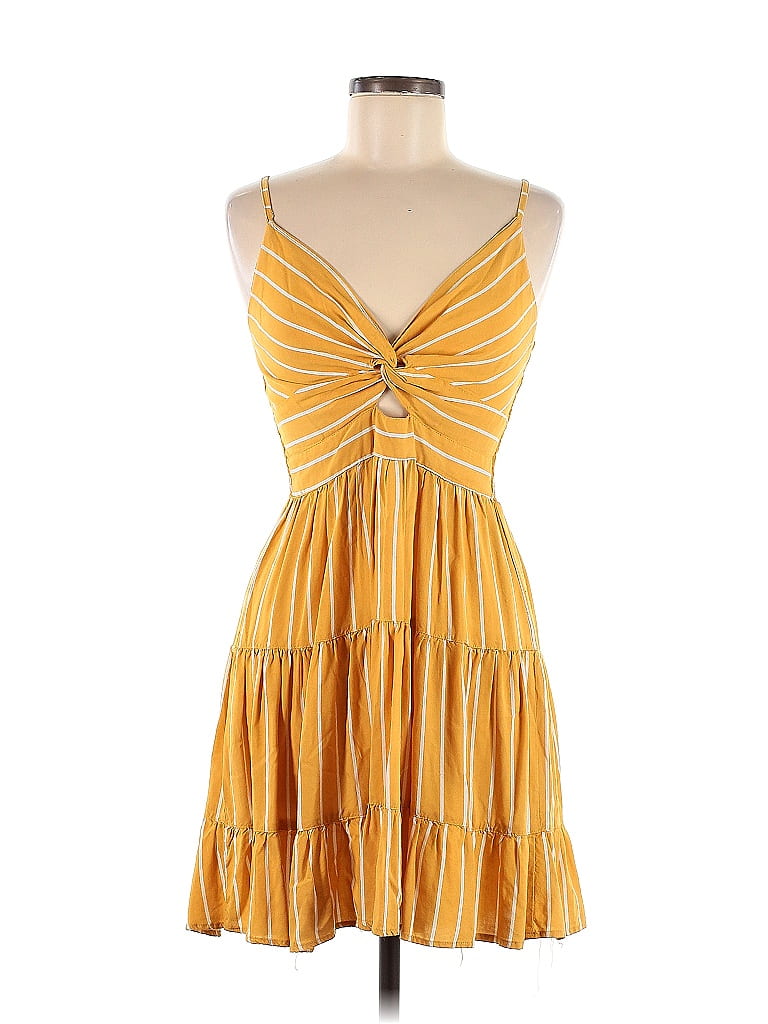 Angie 100% Rayon Yellow Casual Dress Size M - 58% off | ThredUp