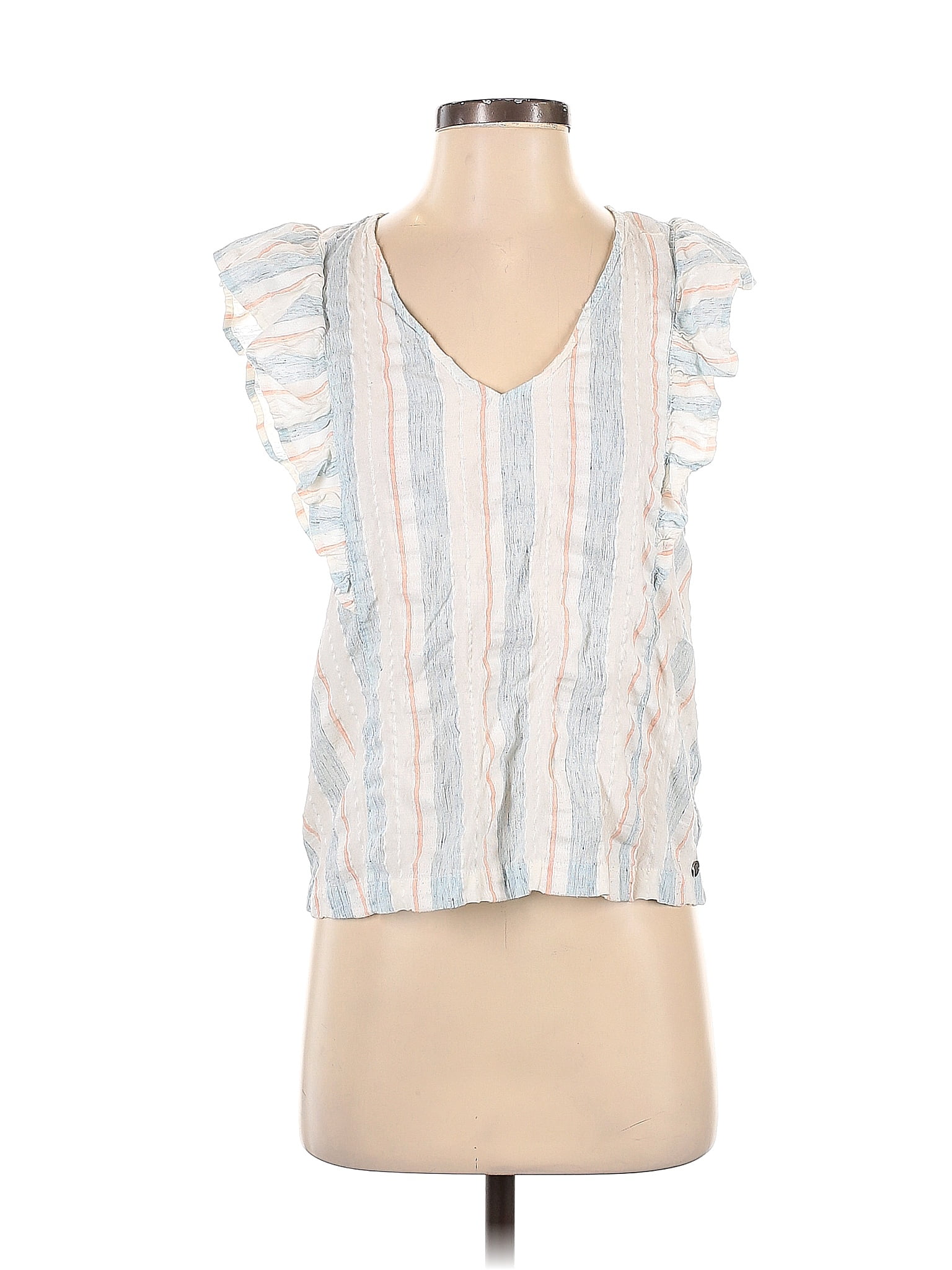 Roxy Stripes White Sleeveless Blouse Size M 57 Off Thredup