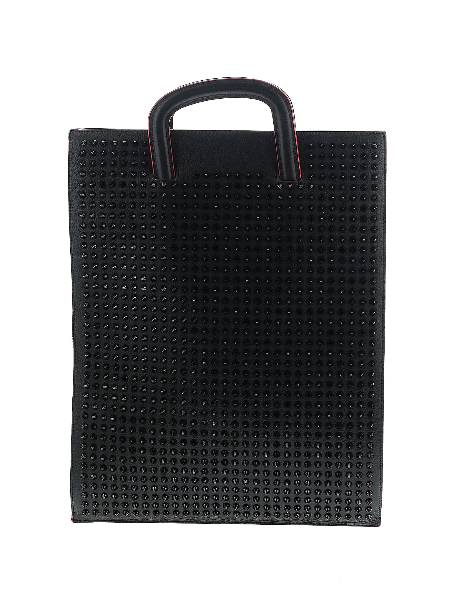 Christian Louboutin 100% Calf Leather Solid Black Studded Trictrac ...