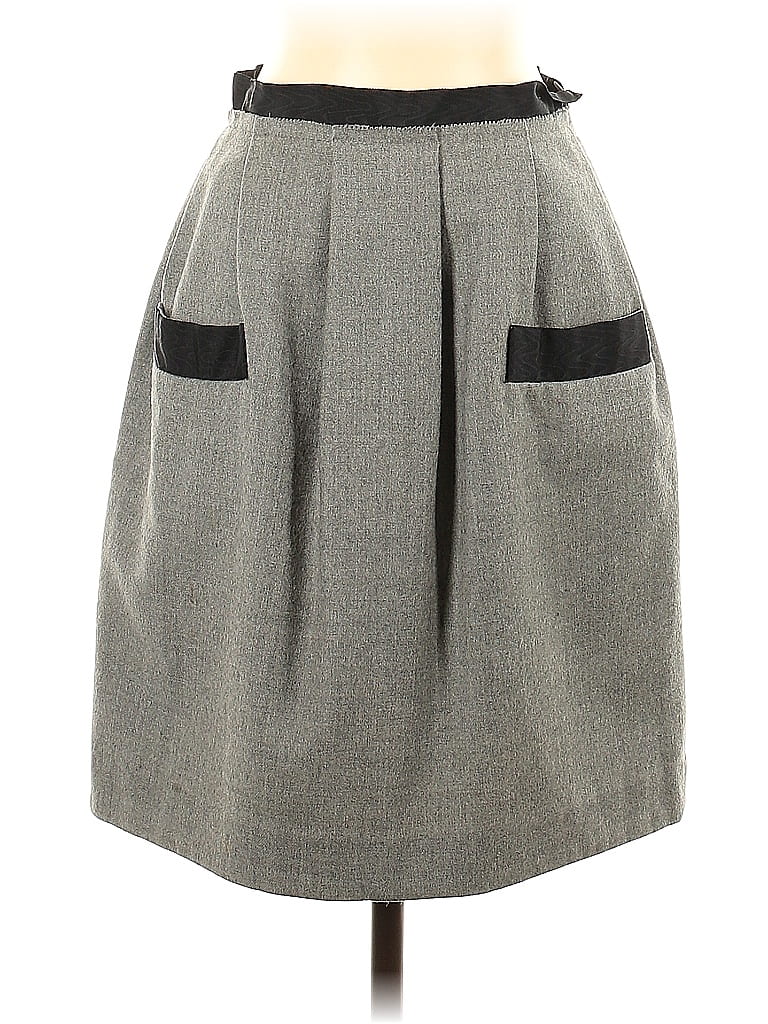 Le Lis 100% Wool Chevron-herringbone Color Block Gray Casual Skirt Size ...
