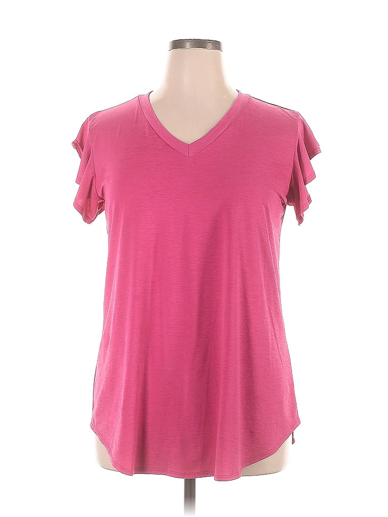 Heimish U S A Solid Pink Short Sleeve Top Size 1x Plus 52 Off
