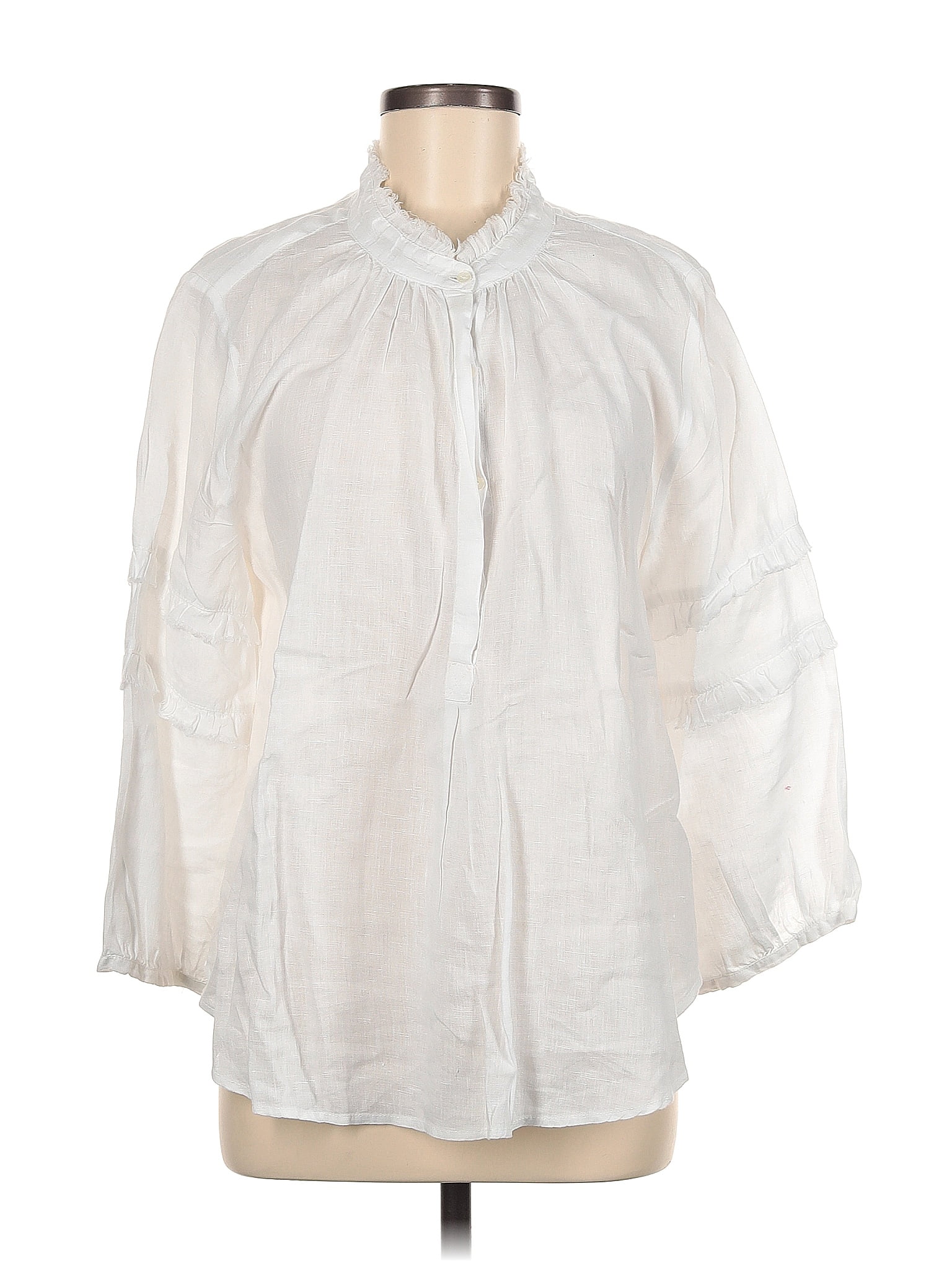 Dylan 100 Linen White Long Sleeve Blouse Size M 74 Off Thredup