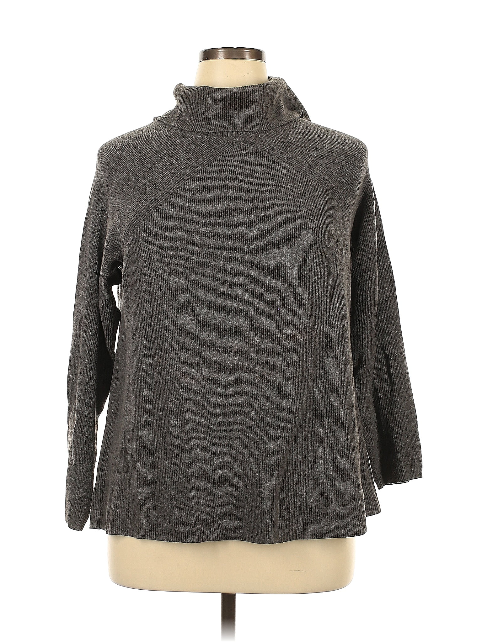 Evolution by Cyrus Color Block Solid Gray Turtleneck Sweater Size 1X ...