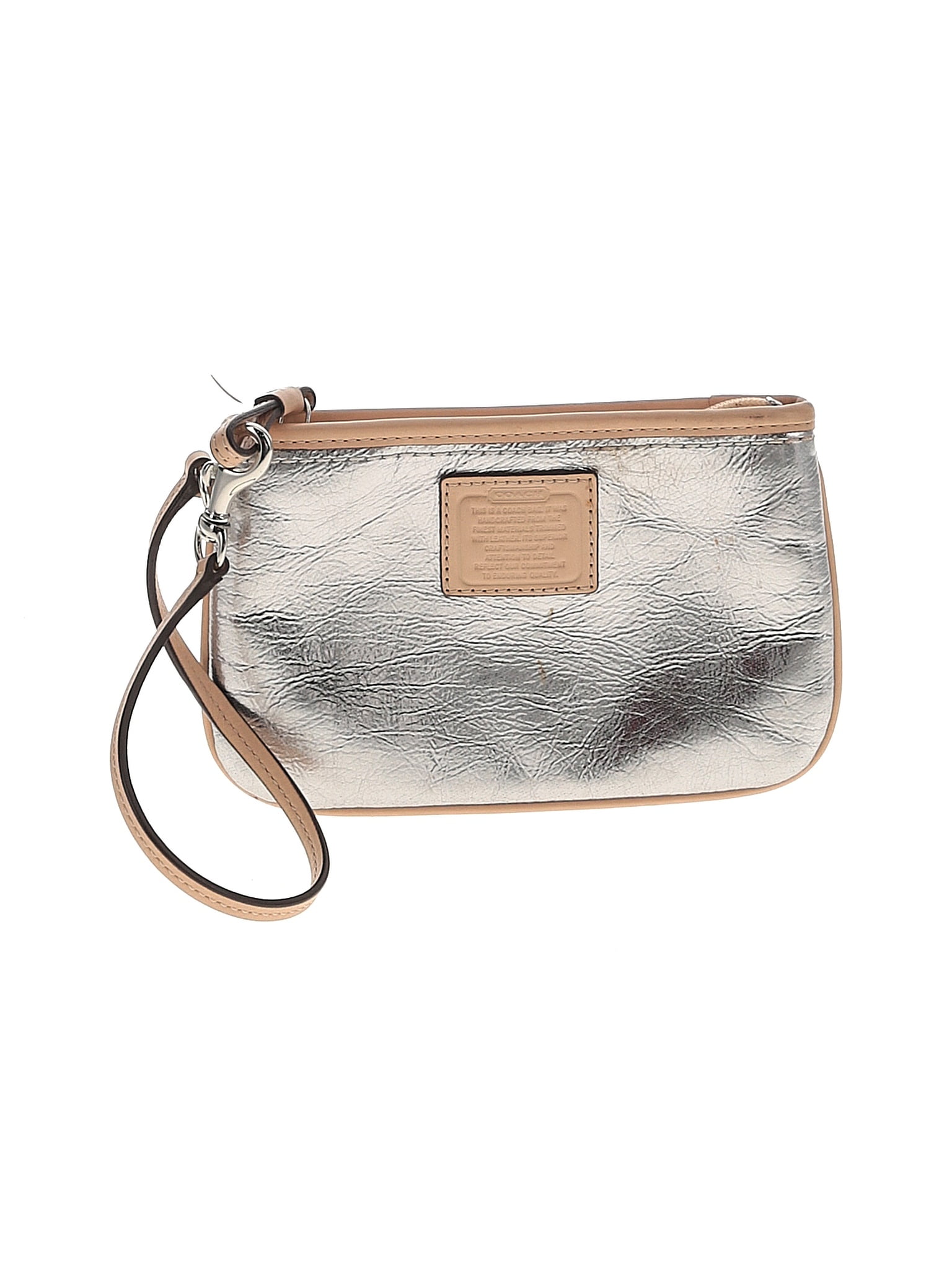 Coach Solid Color Block Metallic Silver Wristlet One Size - 53% off ...