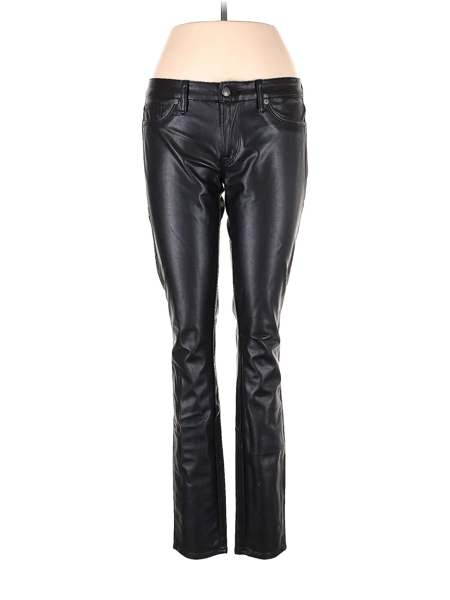 Work Custom Jeans Solid Black Leather Pants 30 Waist - 67% off | ThredUp