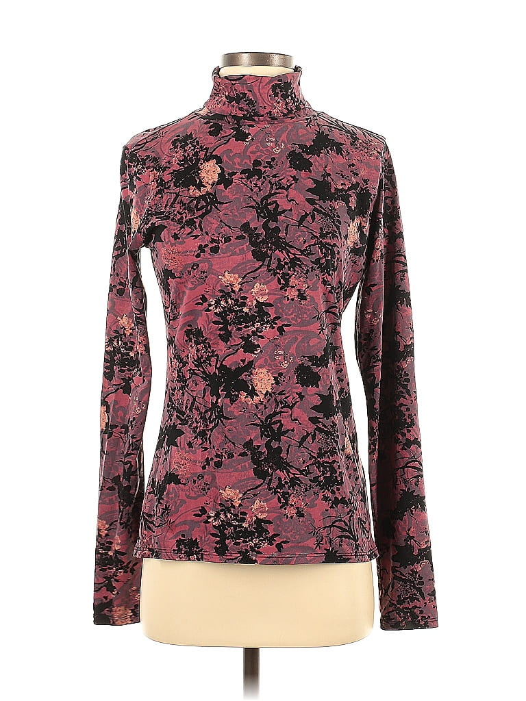 Peruvian Connection Floral Burgundy Long Sleeve Turtleneck Size S - 76% ...