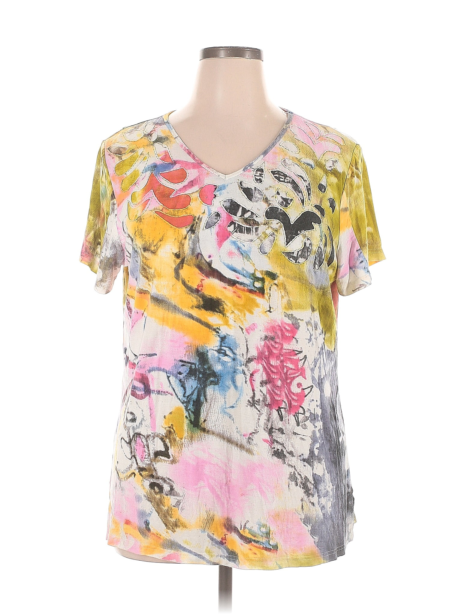 Parsley And Sage Floral Yellow Short Sleeve Blouse Size Xl 71 Off