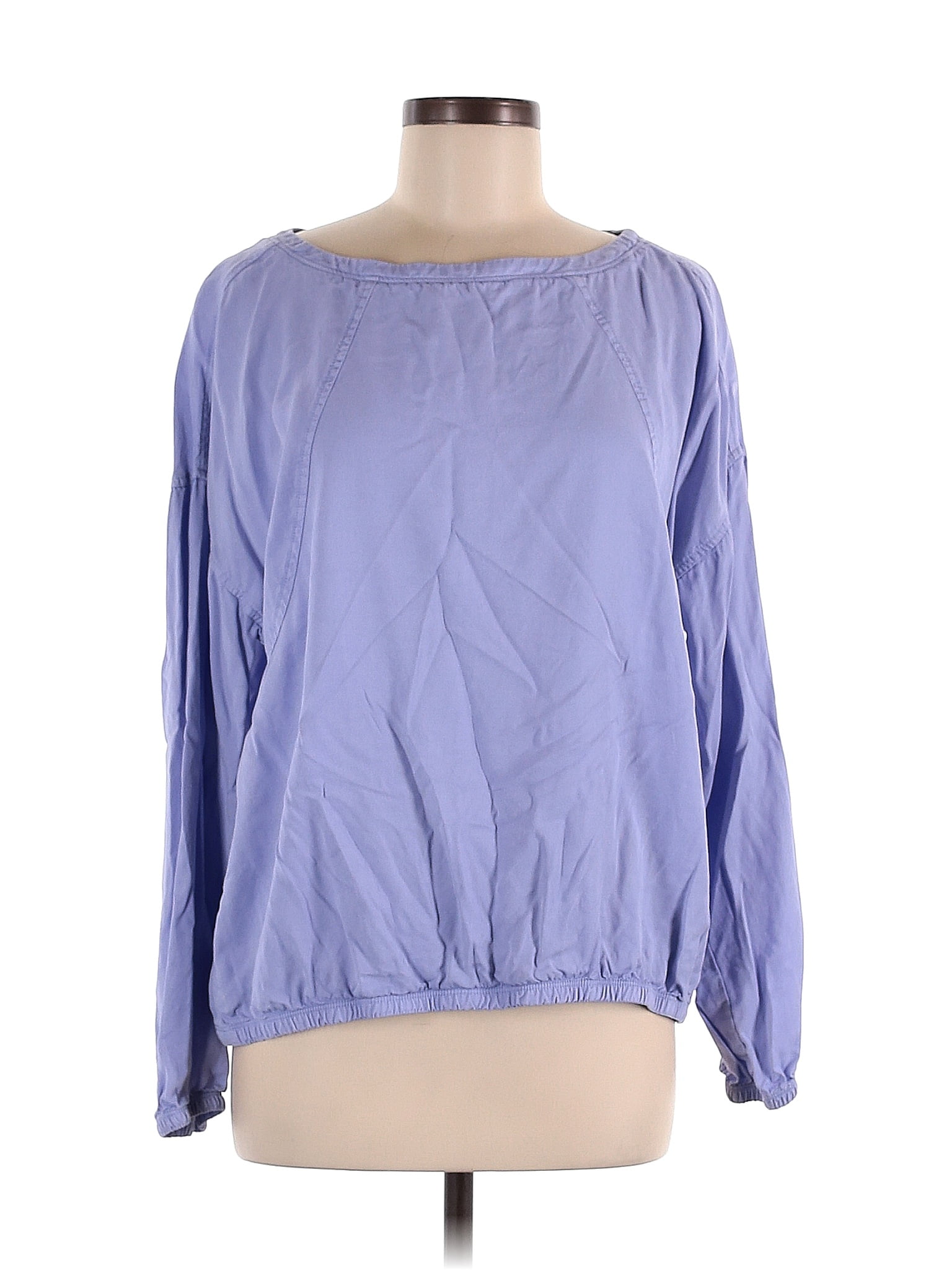 Prana 100 Tencel Lyocell Solid Purple Long Sleeve Blouse Size M 61