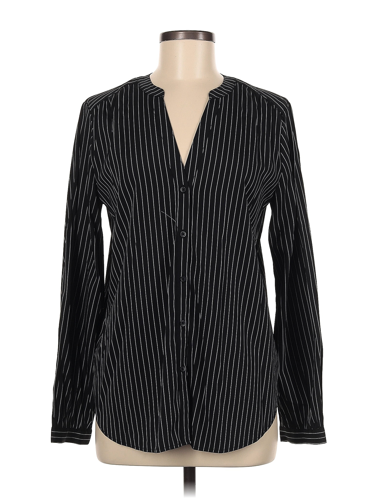 Ann Taylor Factory Stripes Black Long Sleeve Blouse Size M 50 Off