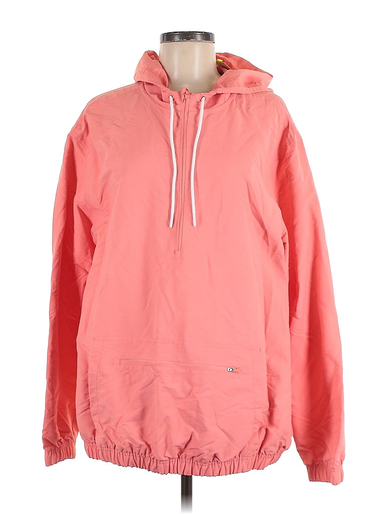 All In Motion 100 Recycled Polyester Solid Pink Track Jacket Size M