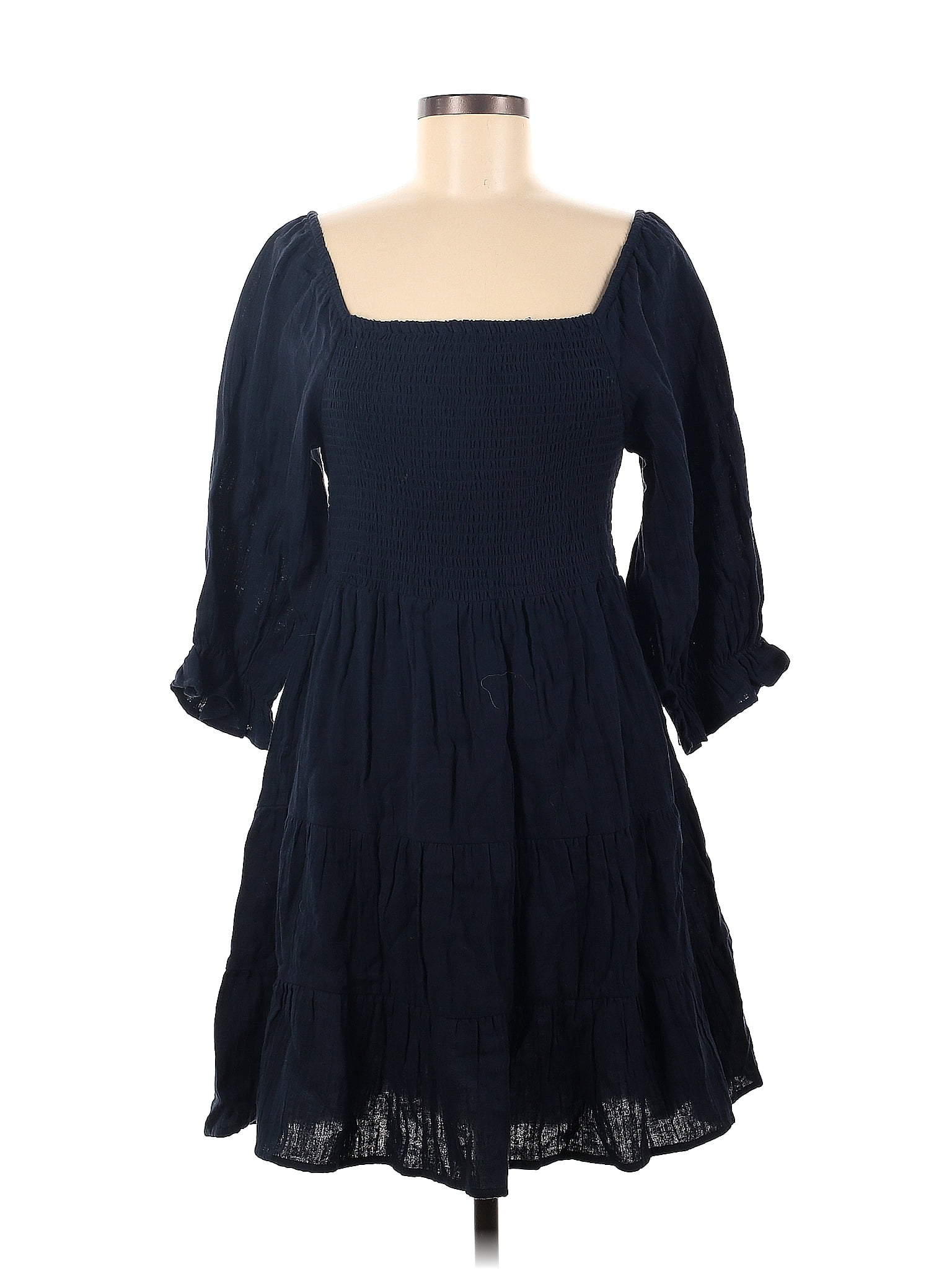 J Gee 100% Cotton Solid Navy Blue Casual Dress Size M (Petite) - 43% ...
