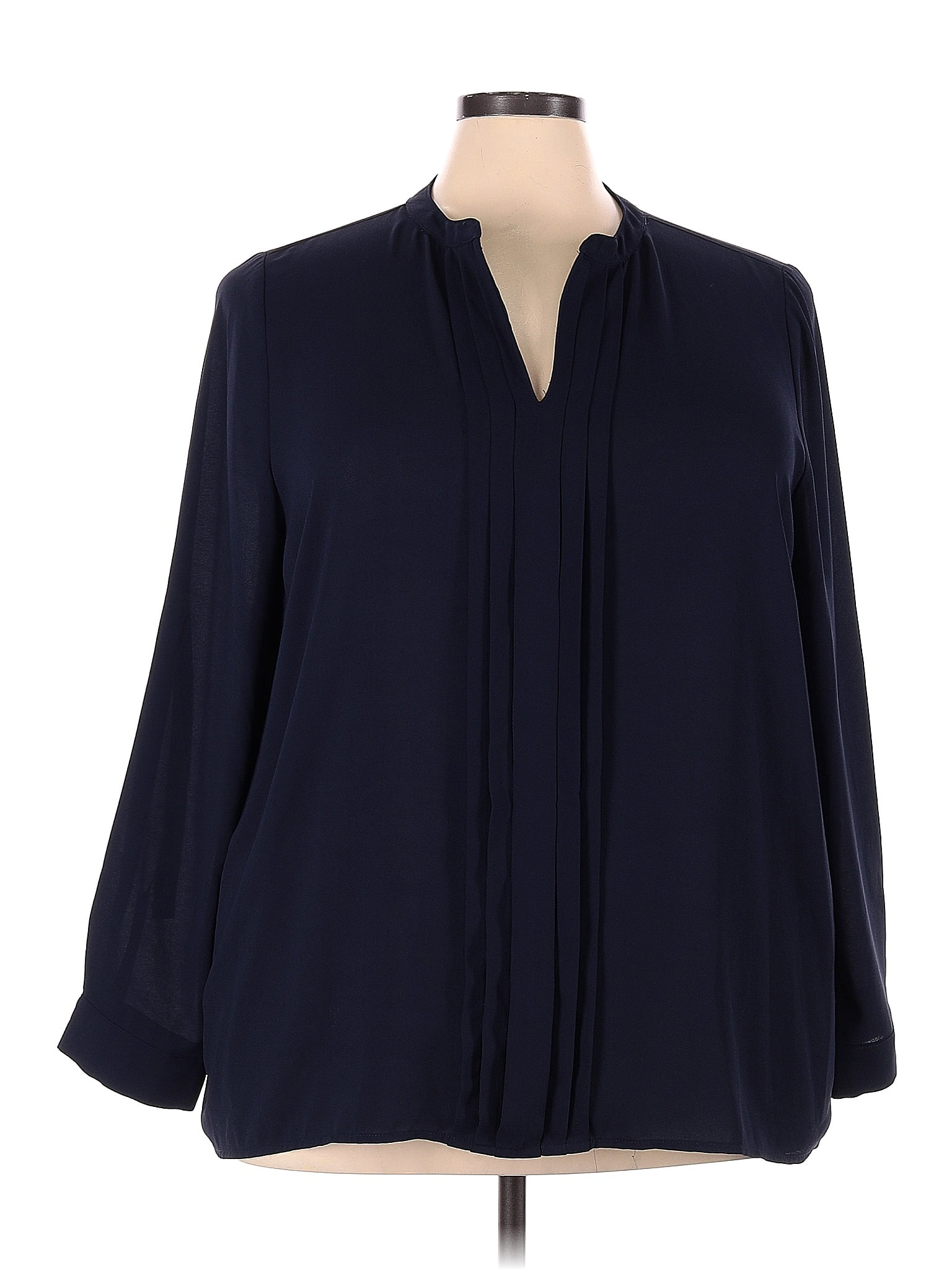 41hawthorn 100 Polyester Navy Blue Long Sleeve Blouse Size 3x Plus