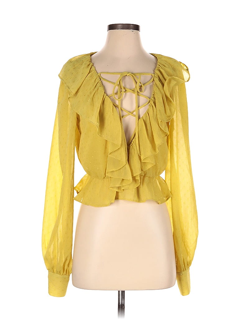 X By Nbd 100 Polyester Yellow Long Sleeve Blouse Size S 71 Off