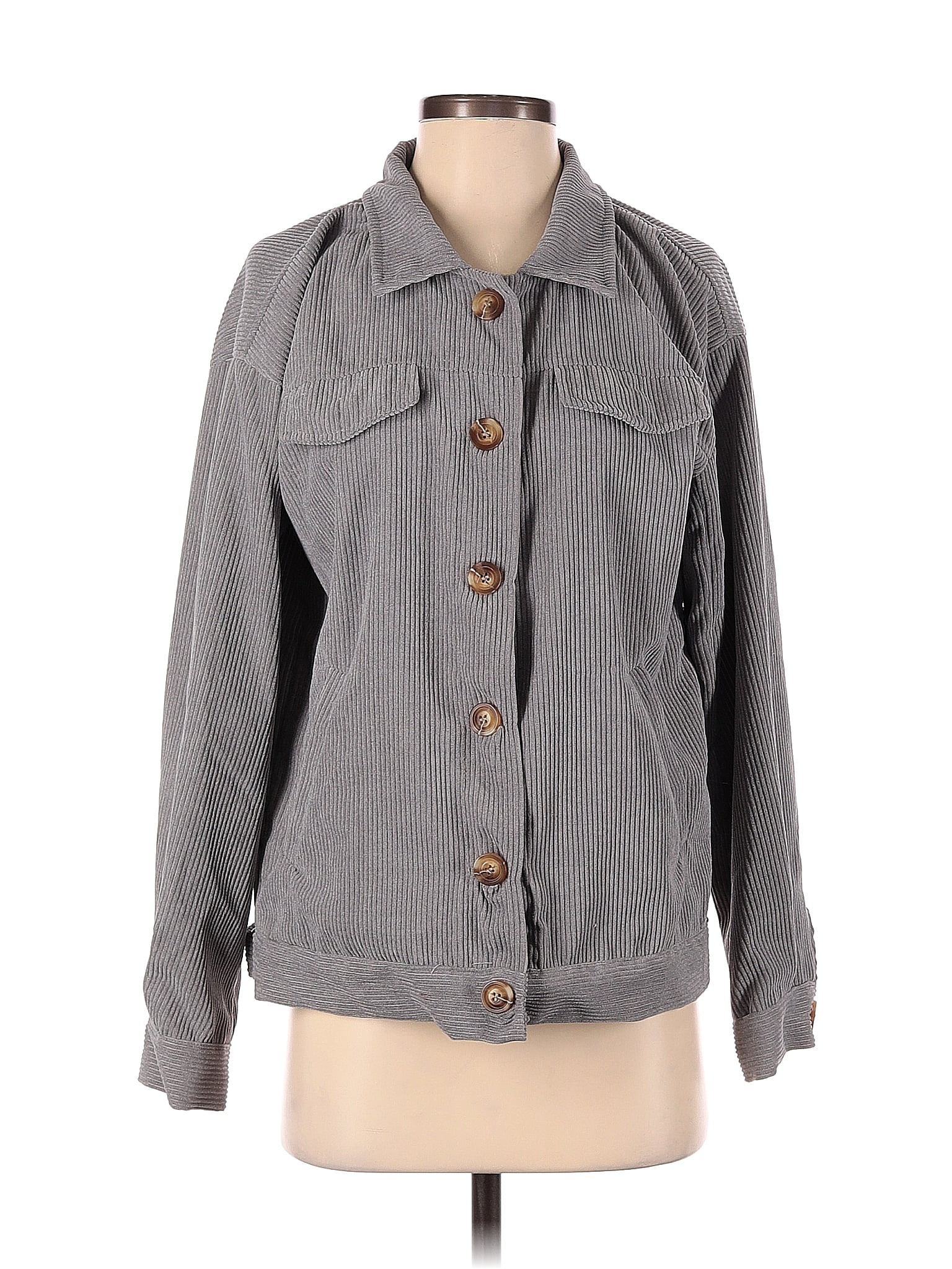 Unbranded 100% Polyester Solid Gray Jacket Size S - 57% off | ThredUp