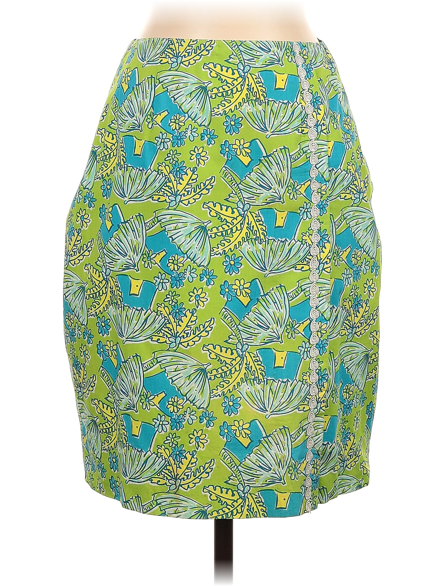 Lilly Pulitzer 100 Cotton Multi Color Green Casual Skirt Size 4 70