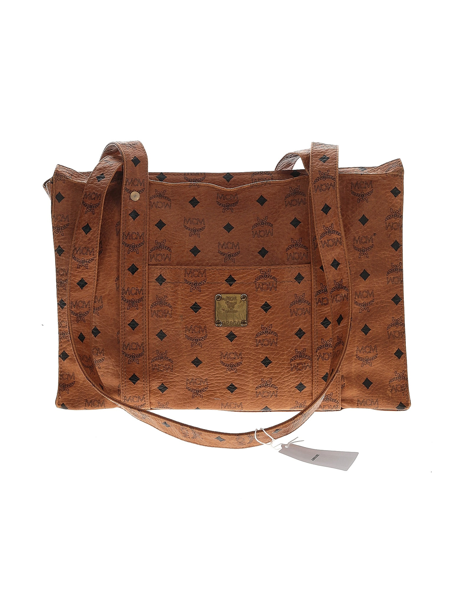 MCM 100% Coated Canvas Brown Square Long Straps Zip Tote One Size - 66% ...