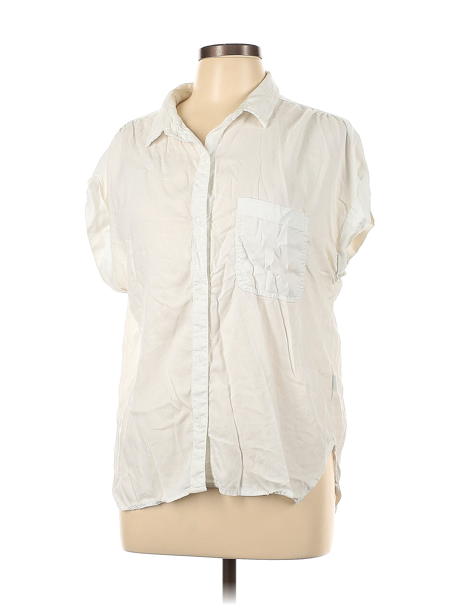 Bella Dahl White Ivory Short Sleeve Blouse Size L - 75% off | ThredUp