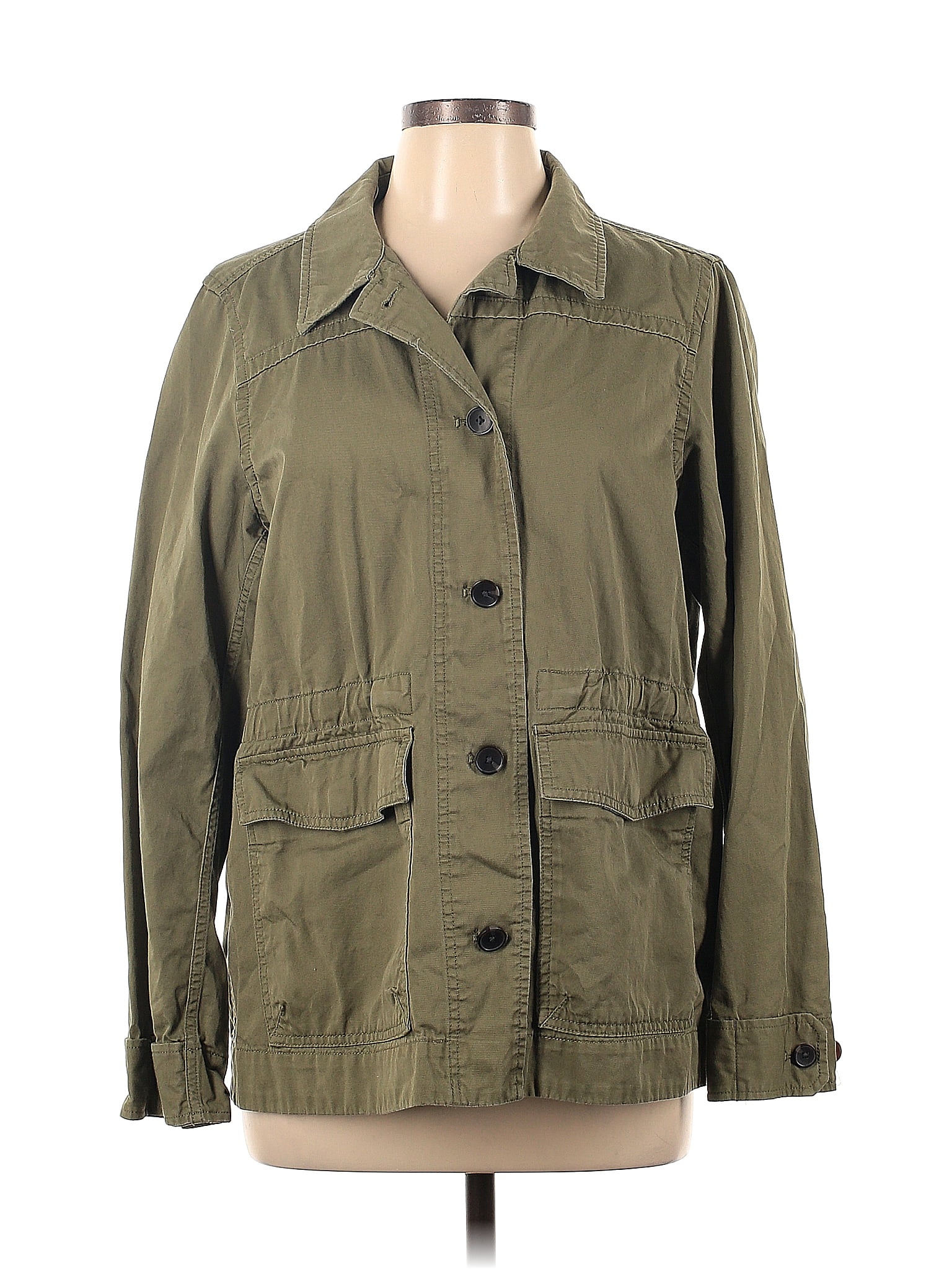 Free Assembly 100% Cotton Solid Green Jacket Size L - 45% off | ThredUp