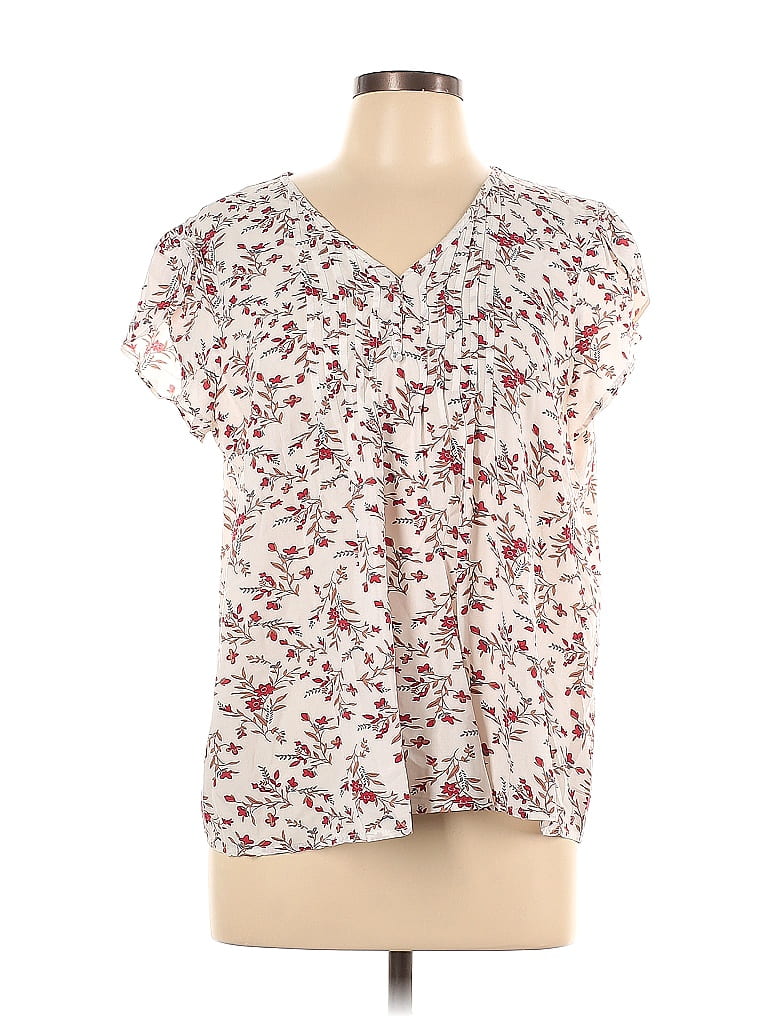 Fun2Fun Floral White Short Sleeve Blouse Size L - 60% off | ThredUp