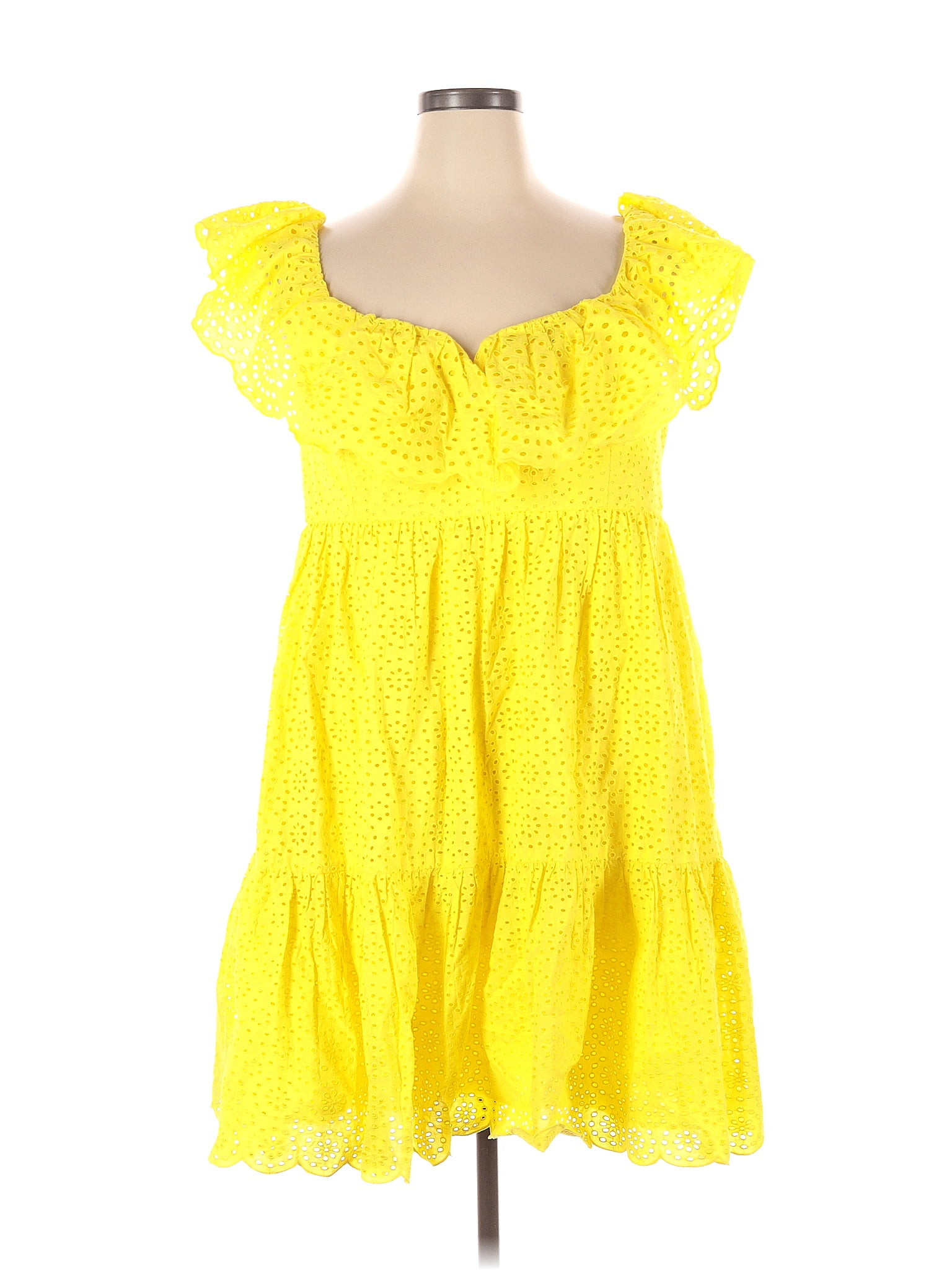 Lilly Pulitzer 100 Cotton Solid Yellow Casual Dress Size 16 54 Off