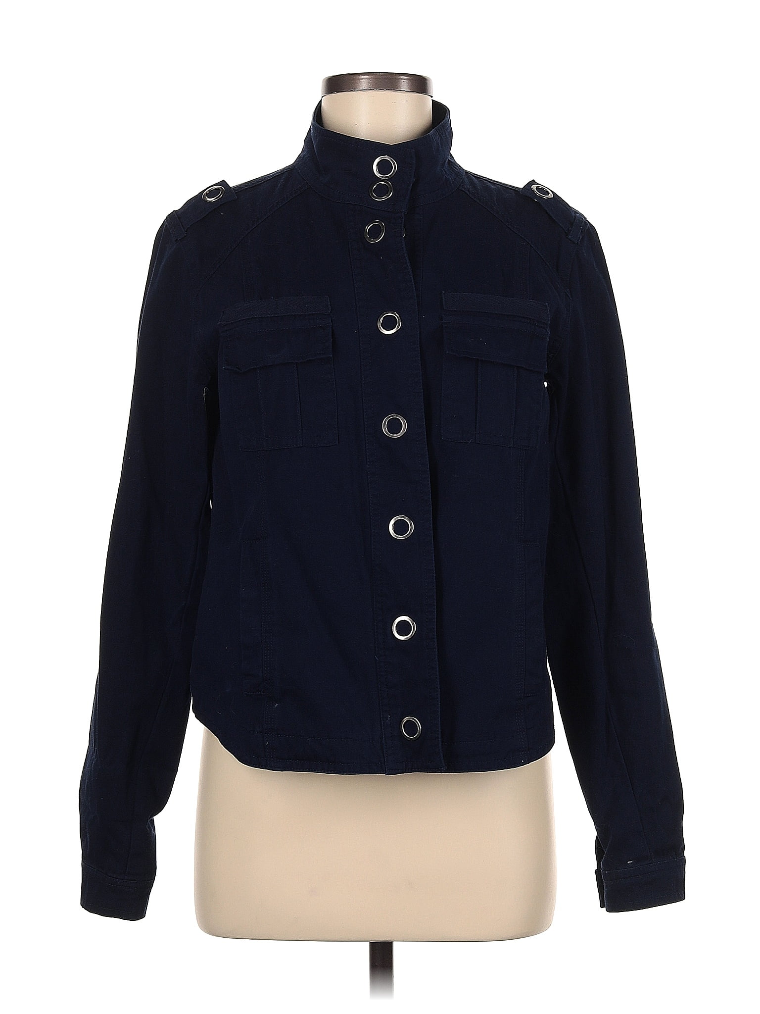 Maurices 100% Cotton Solid Navy Blue Jacket Size M - 58% off | ThredUp