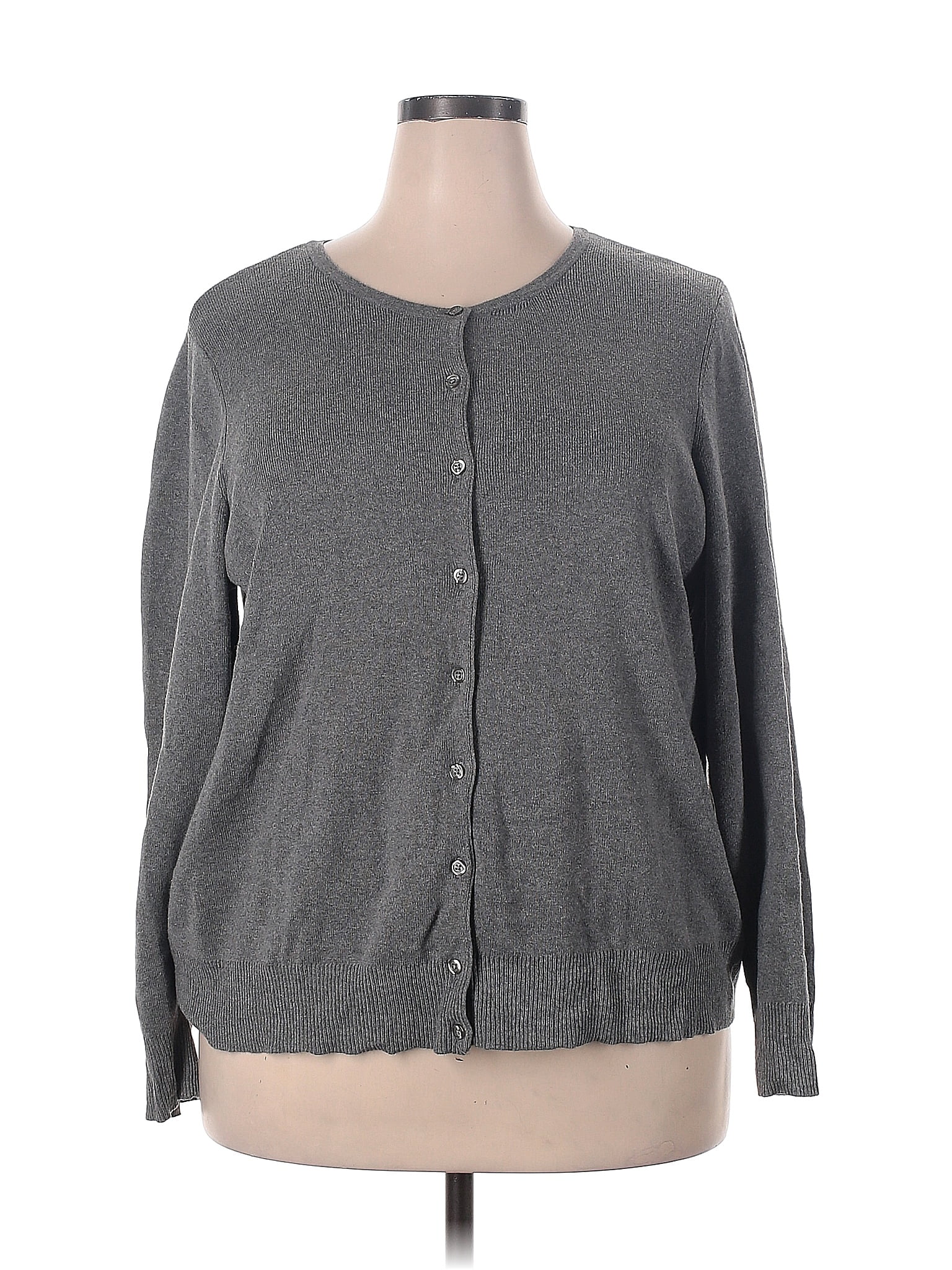 Croft & Barrow Color Block Polka Dots Gray Cardigan Size 2X (Plus) - 45 ...